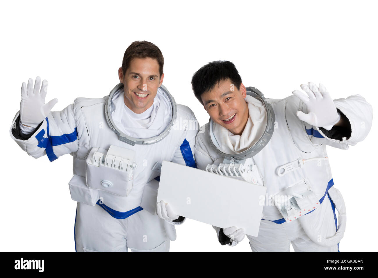 Studio shot two male astronauts Stock Photo - Alamy