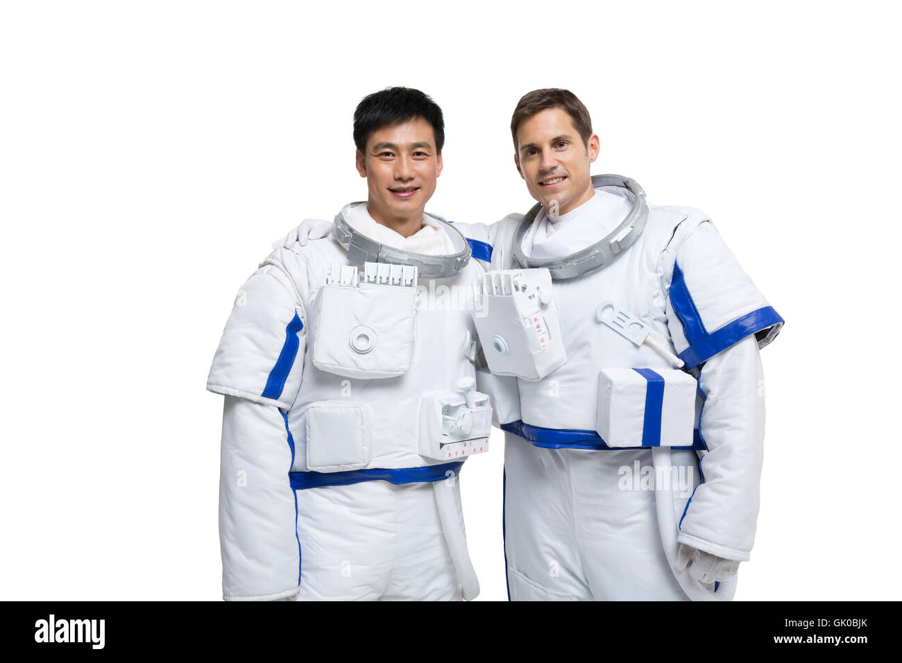Studio shot two male astronauts Stock Photo - Alamy