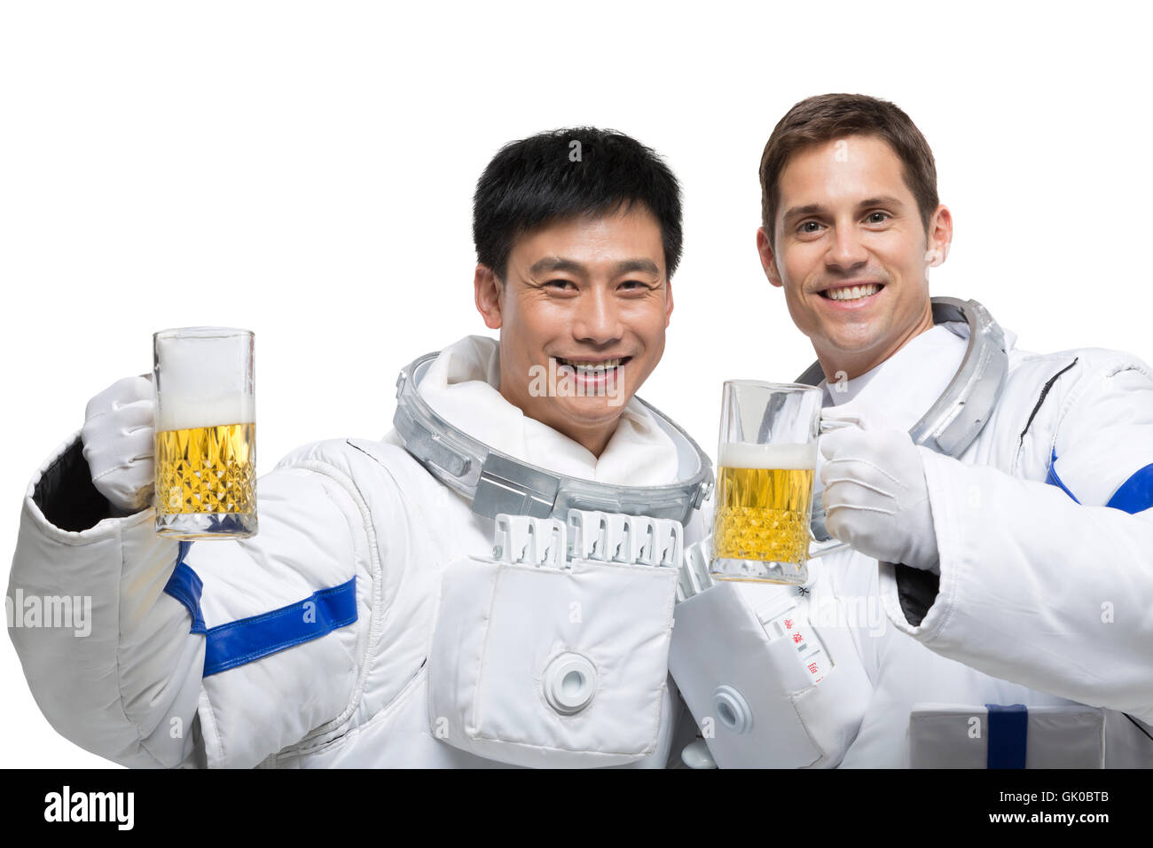 Studio shot two male astronauts Stock Photo - Alamy