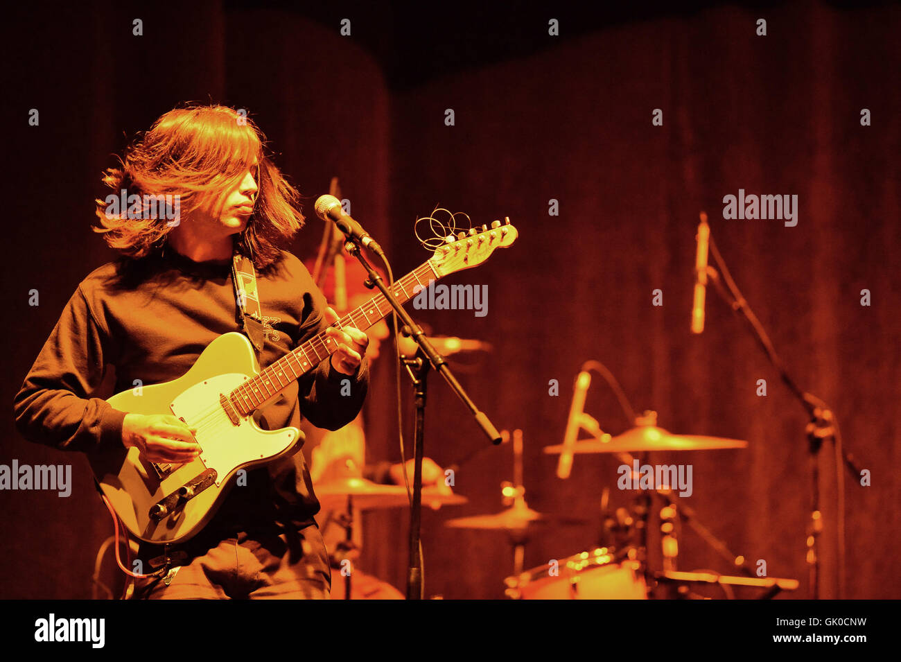Gabriel Alcala of Jacuzzi Boys performs as the opening act for Iggy Pop ...