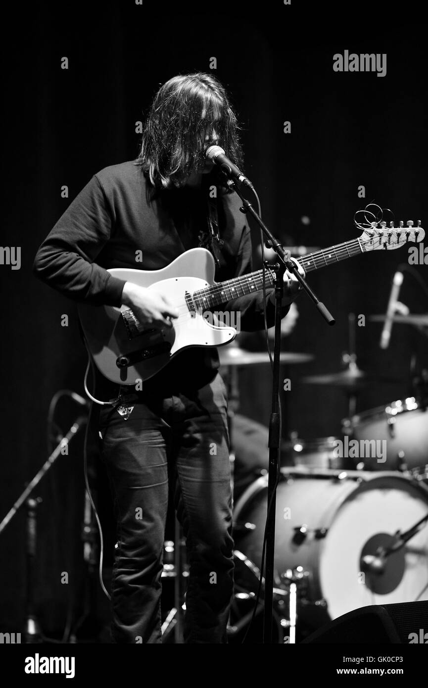 Gabriel Alcala of Jacuzzi Boys performs as the opening act for Iggy Pop ...