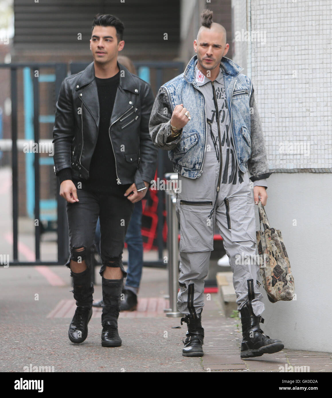 Joe Jonas and Cole Whittle outside ITV Studios Featuring: Joe Jonas ...