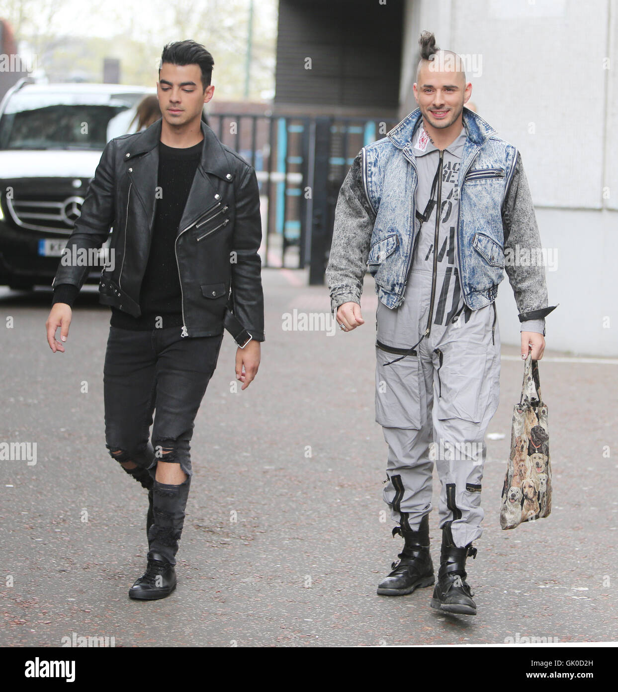 Joe Jonas and Cole Whittle outside ITV Studios Featuring: Joe Jonas ...