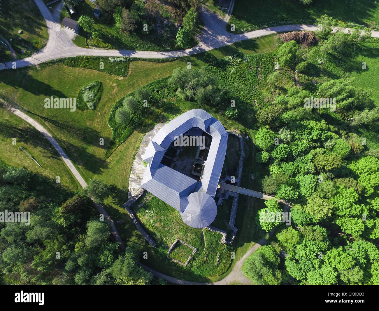 Aerial view from above the ruins of raseborg castle, fortress Stock ...