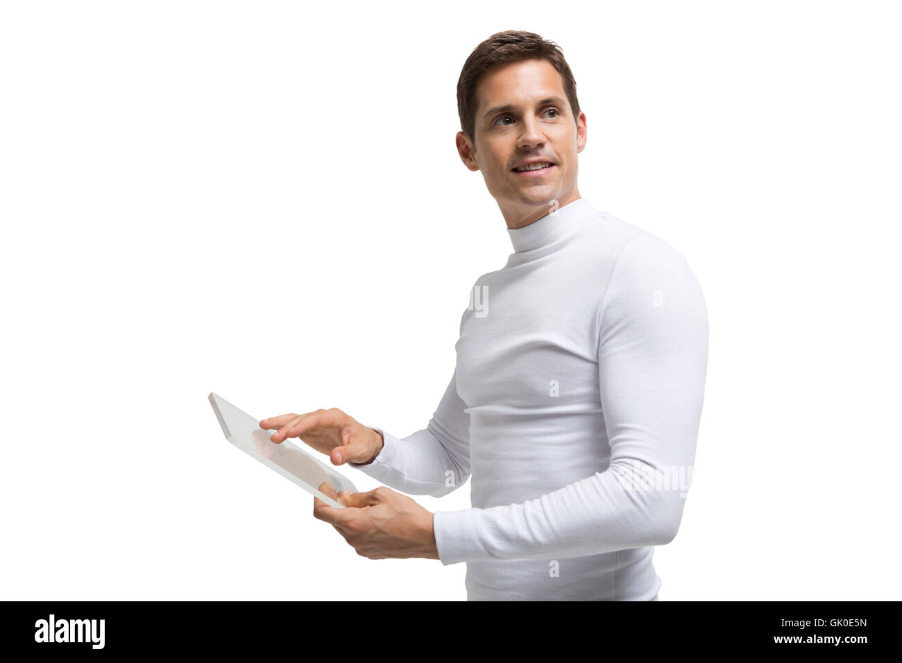 Studio shot of a young man working in high-tech Stock Photo - Alamy