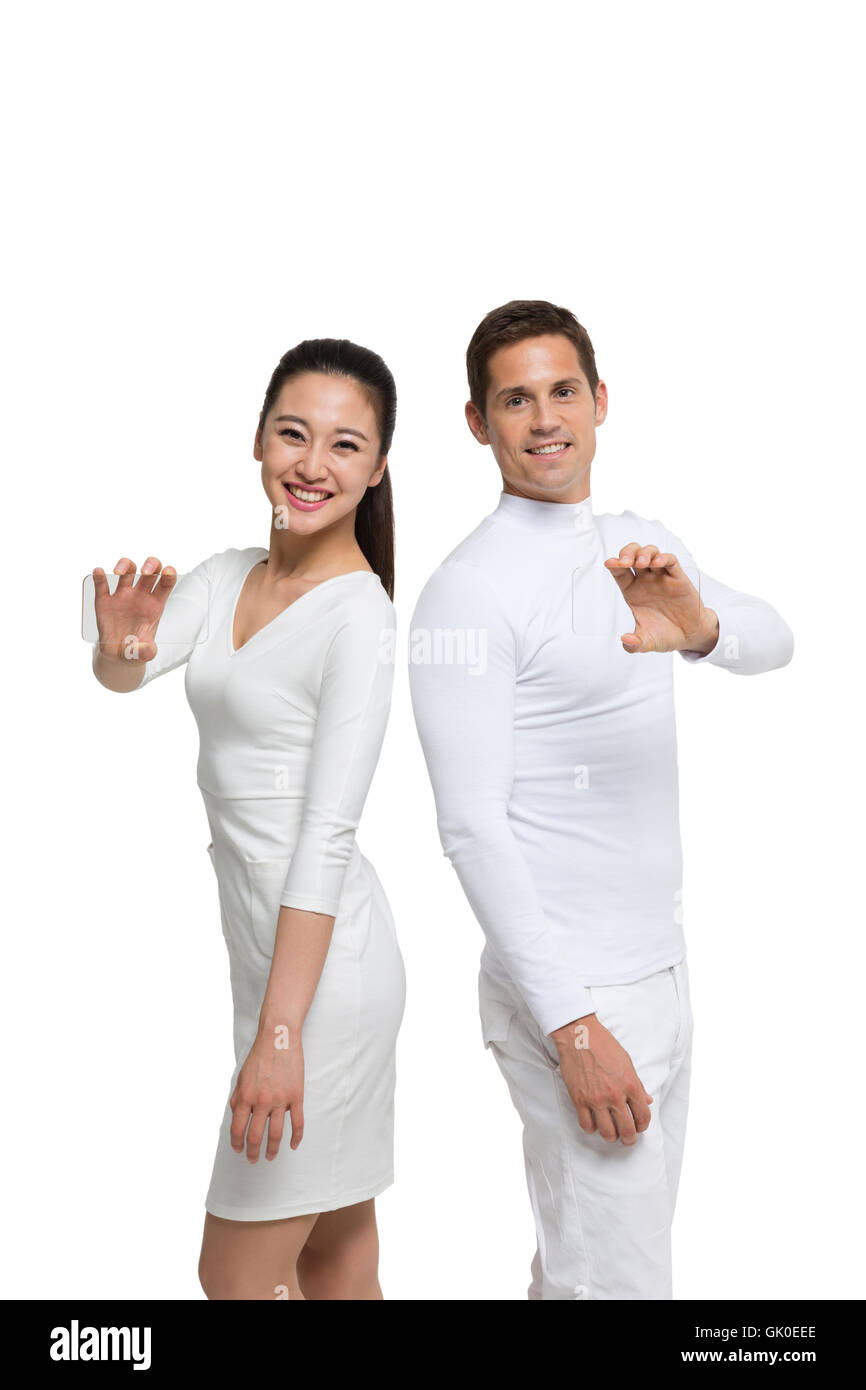 Studio shot young man working in high-tech Stock Photo - Alamy