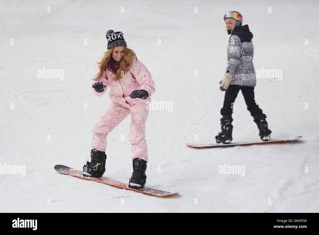 Stacey Solomon and Aimee Fuller National Schools Snowsport Week ...