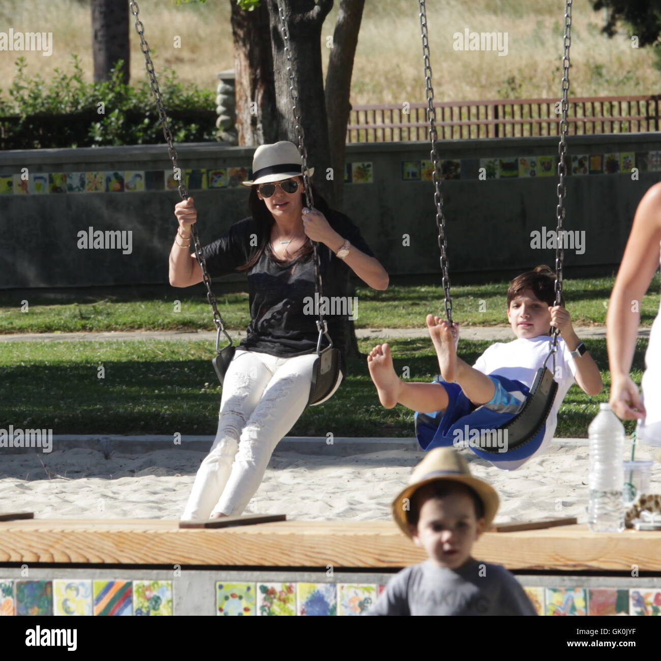 Lauren Silverman enjoys a day in the park with her two sons Adam and ...