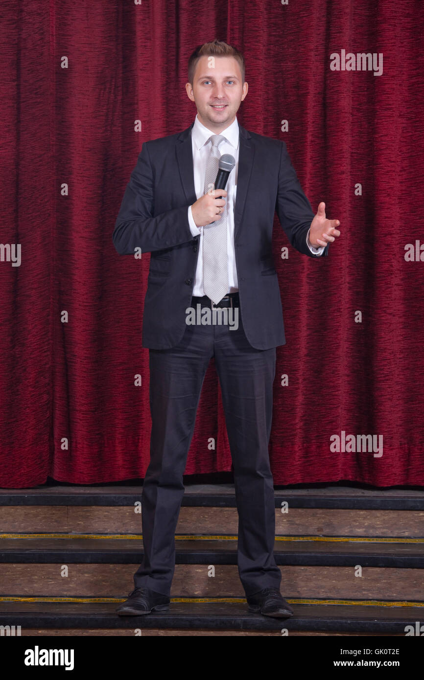 curtain stage showman Stock Photo - Alamy