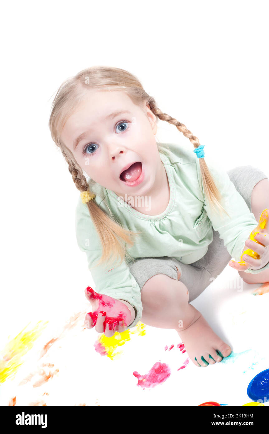 colour paint kid Stock Photo - Alamy
