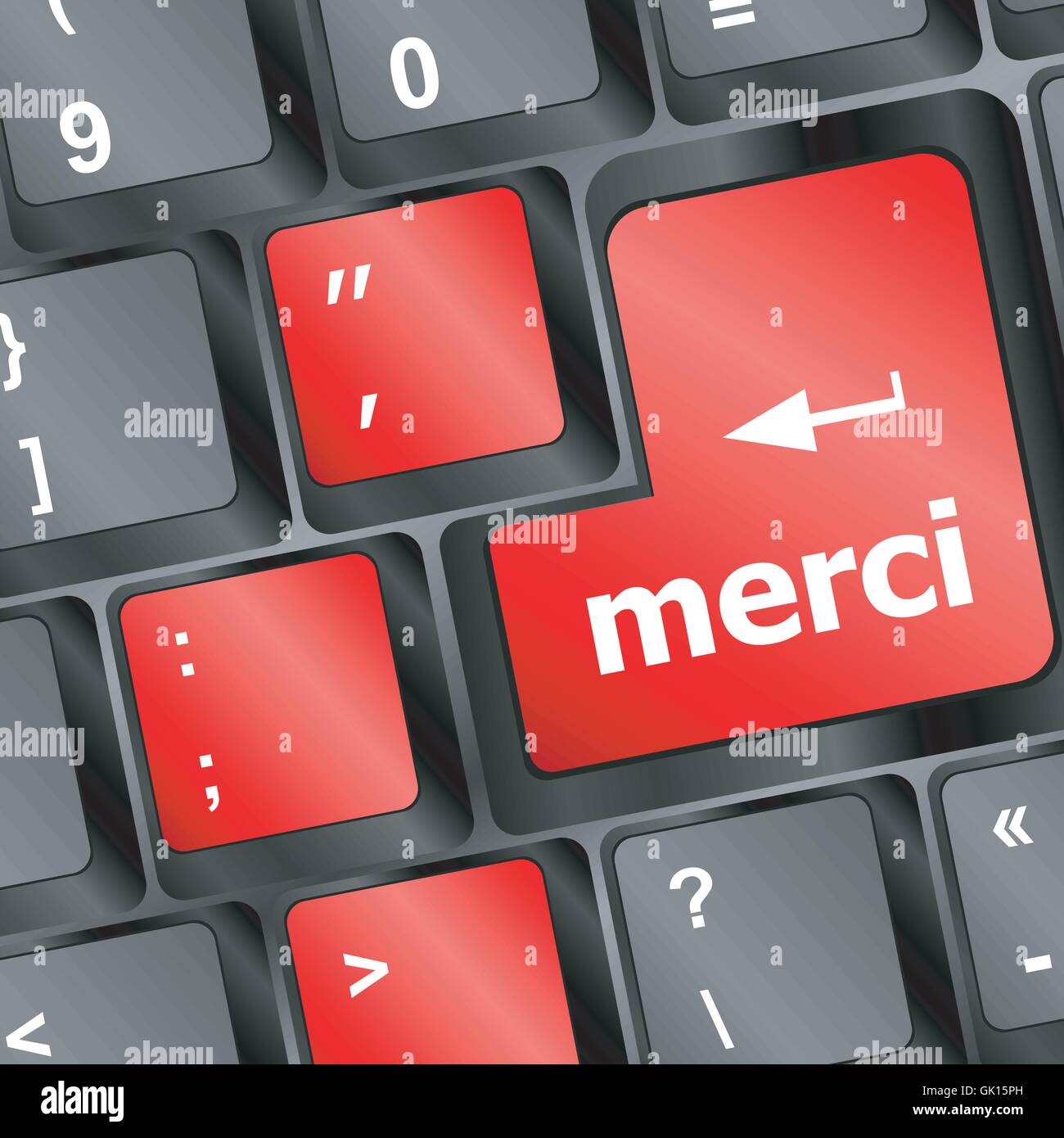 thank you (merci) word on computer keyboard key vector Stock Vector ...