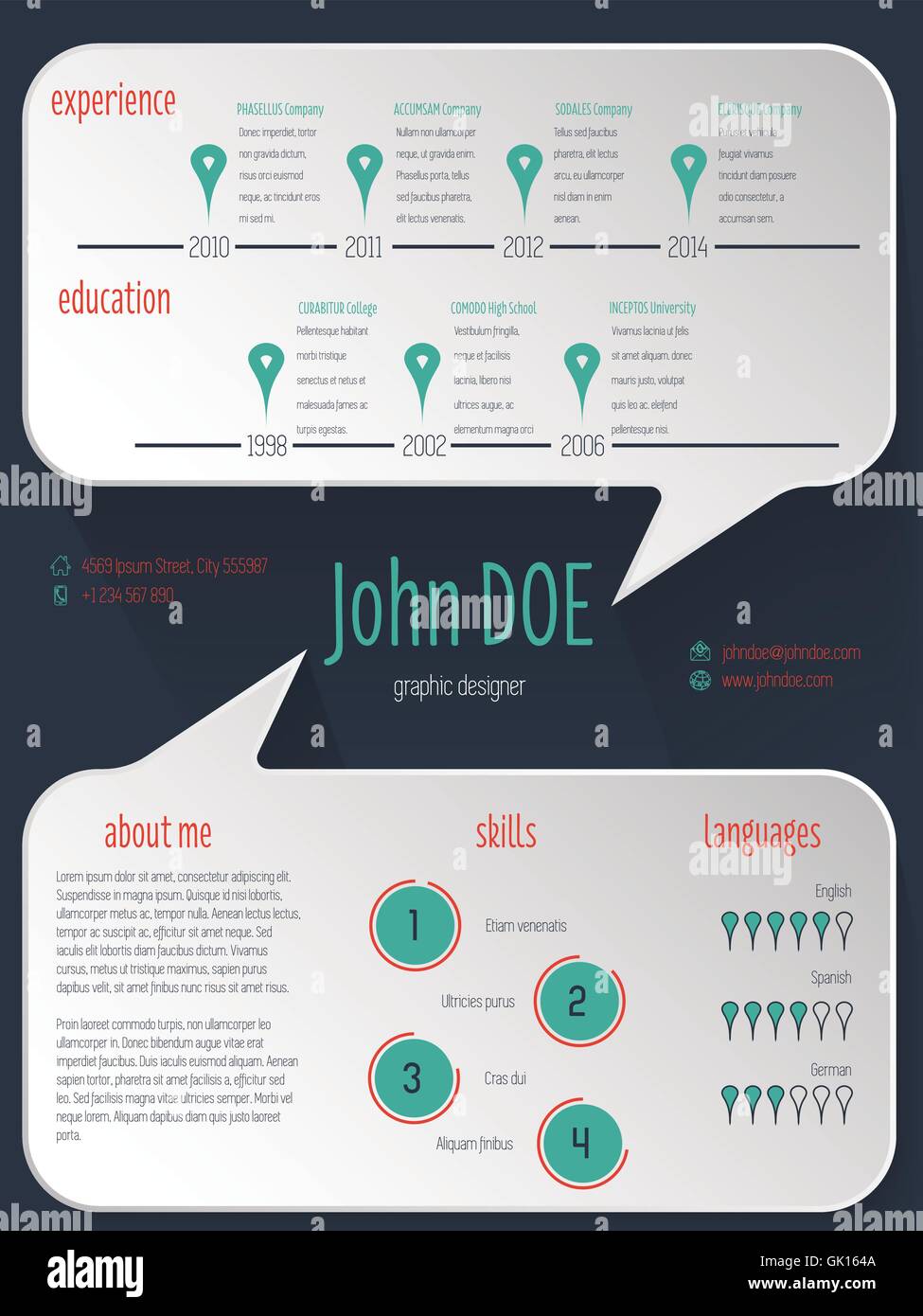Speech bubble resume cv curriculum vitae template Stock Vector Image ...