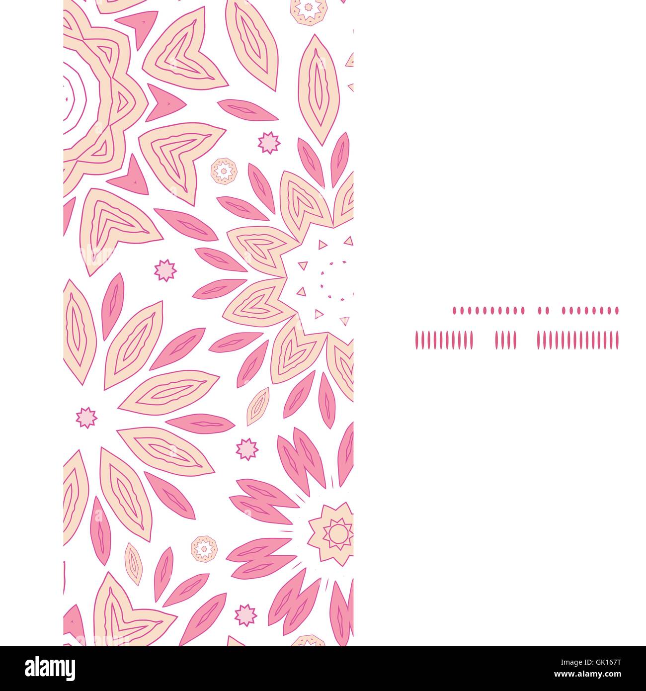 Vector Pink Abstract Flowers Vertical Frame Seamless Pattern Bac Stock ...