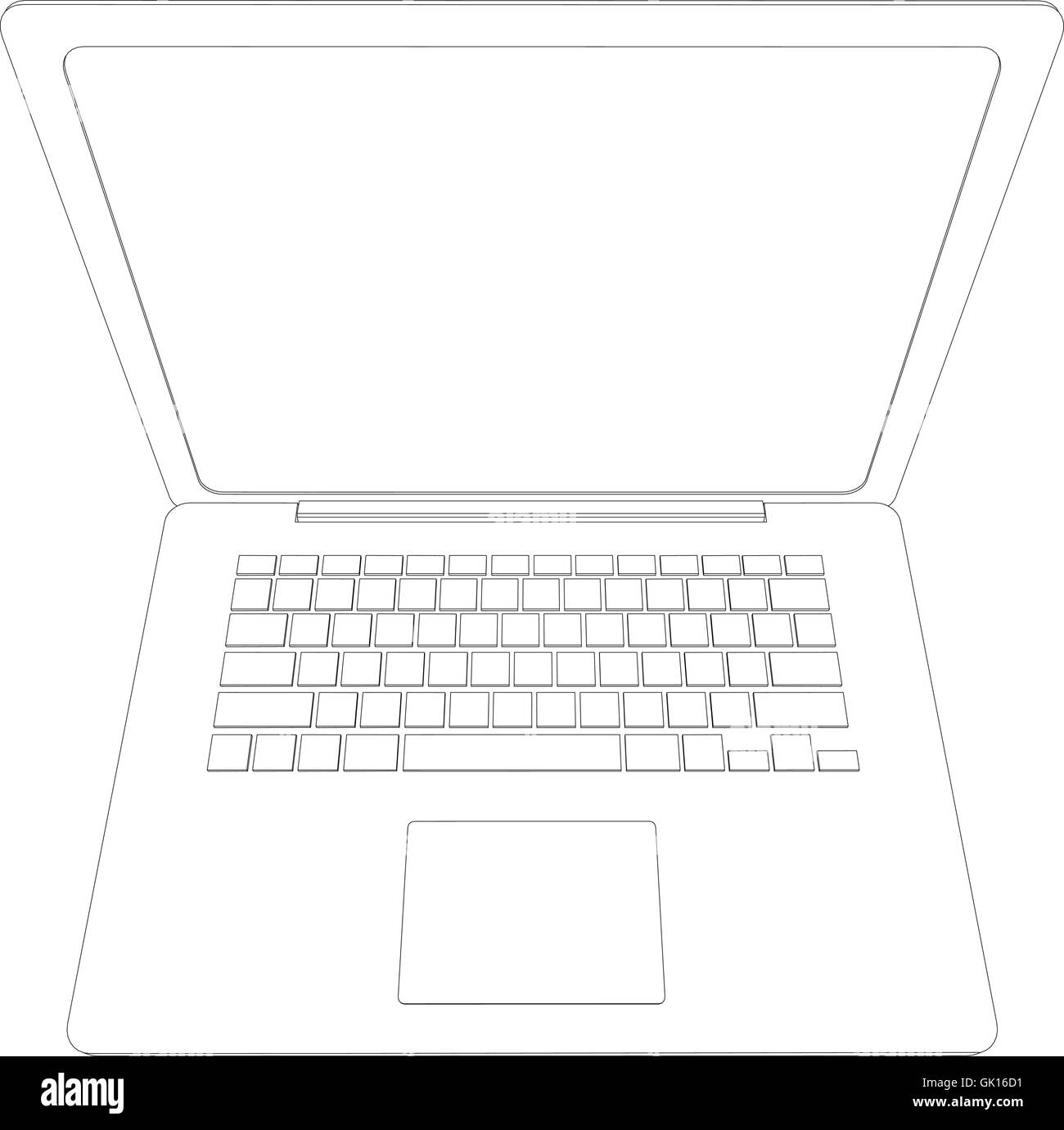 Wire-frame open laptop. Top view. Vector illustration Stock Vector ...