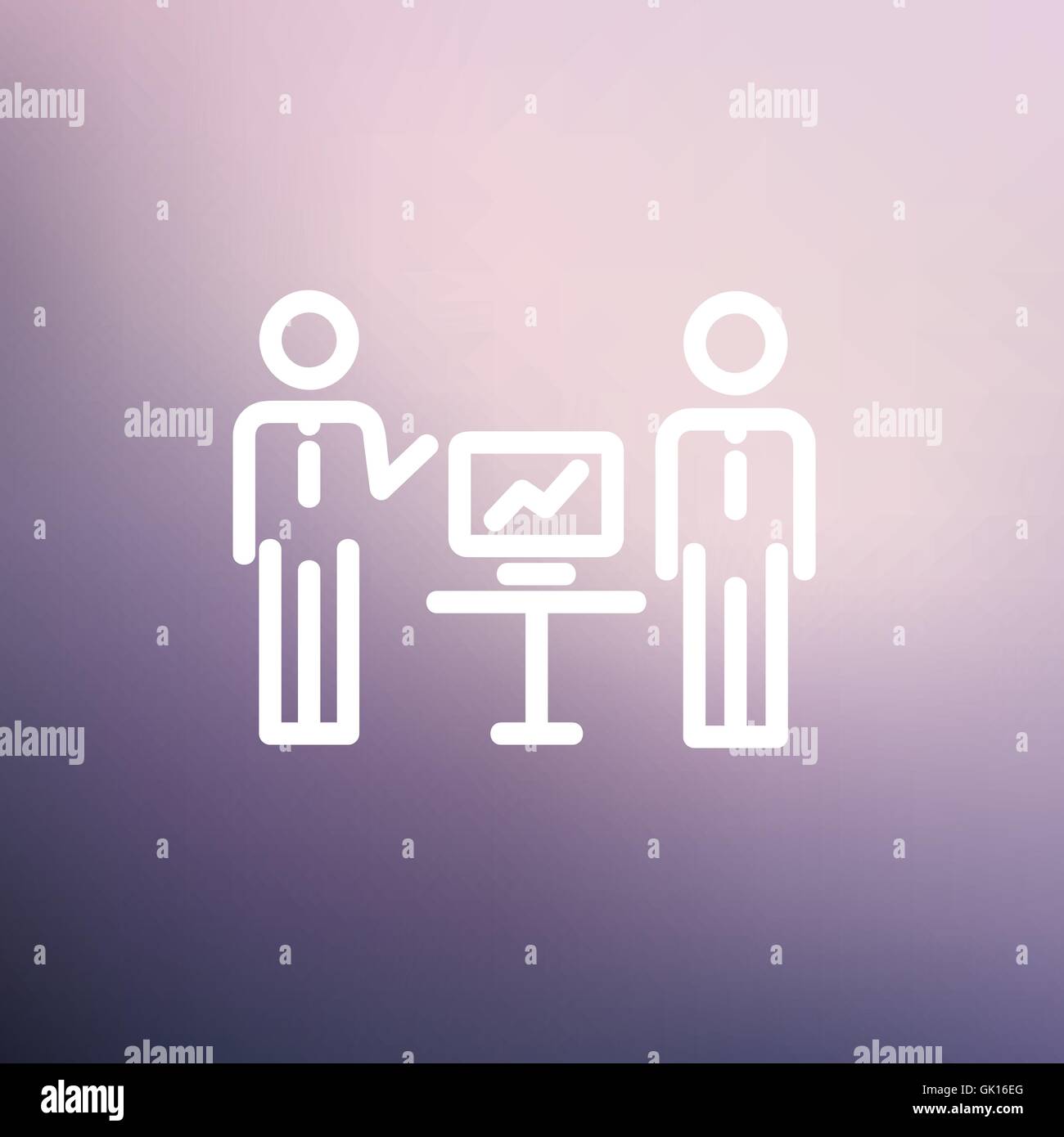 Two men and their business report thin line icon Stock Vector Image ...