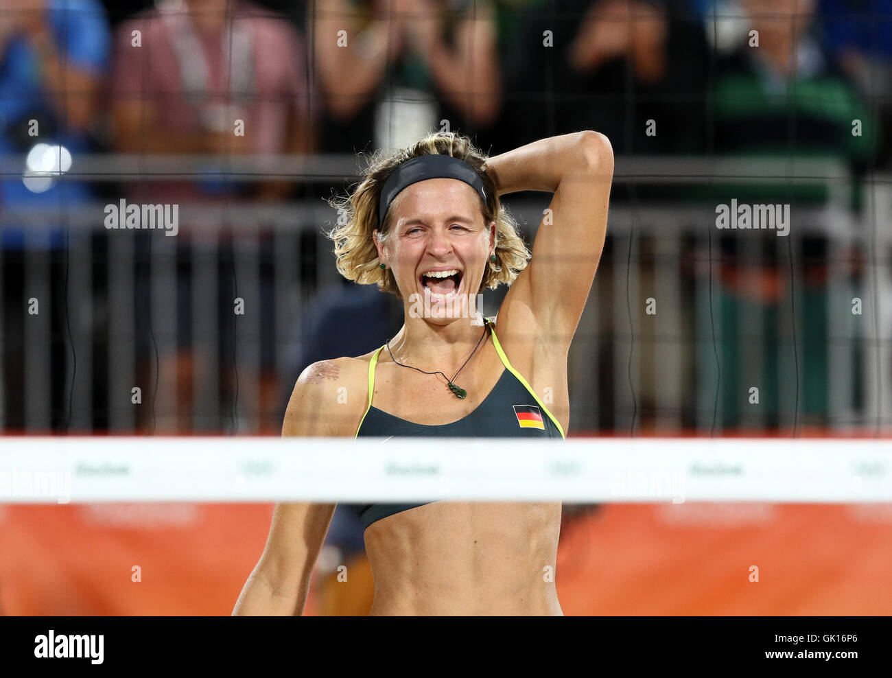 Germany's Laura Ludwig celebrates winning the women's gold medal match ...