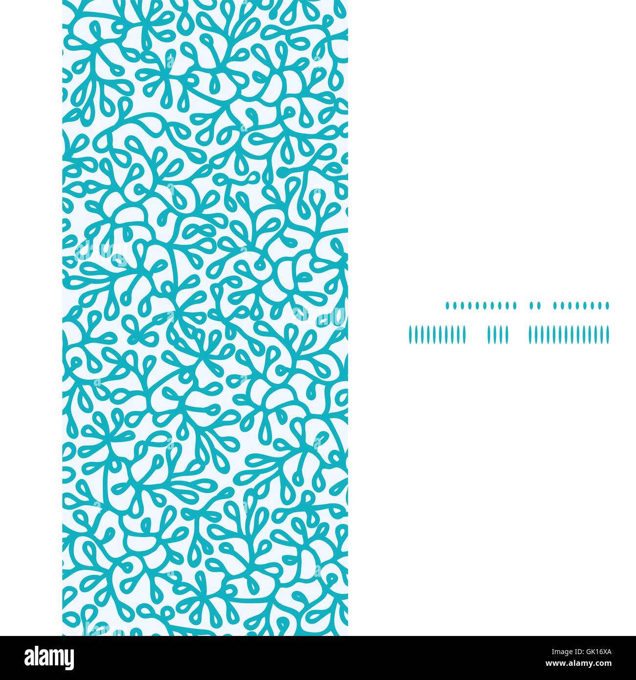 Vector Abstract Underwater Plants Vertical Frame Seamless Pattern