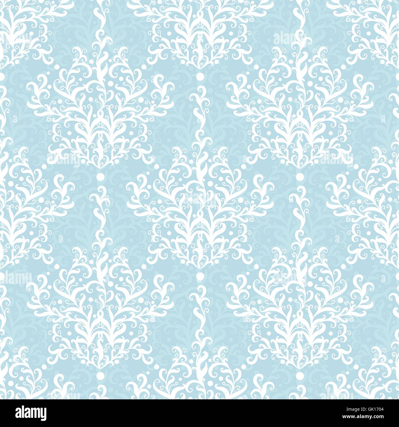 Vintage vector light blue branches damask seamless pattern background ...