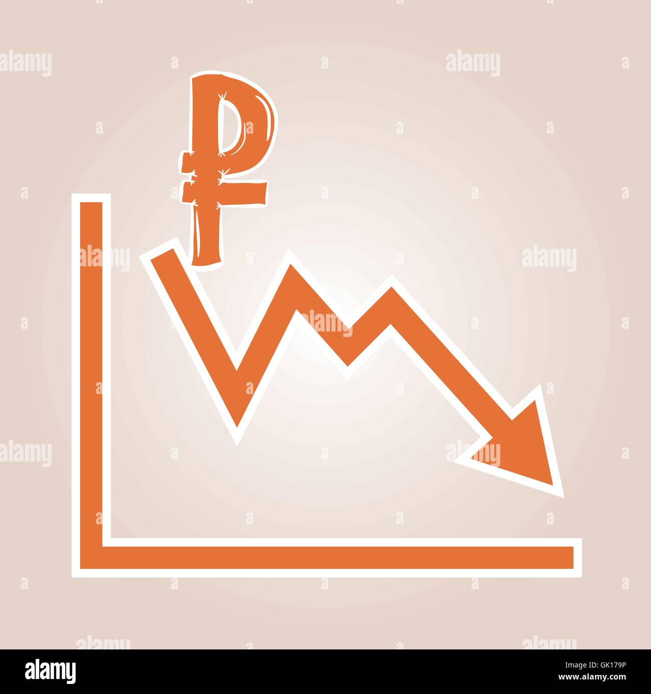 decreasing graph with ruble symbol Stock Vector Image & Art - Alamy