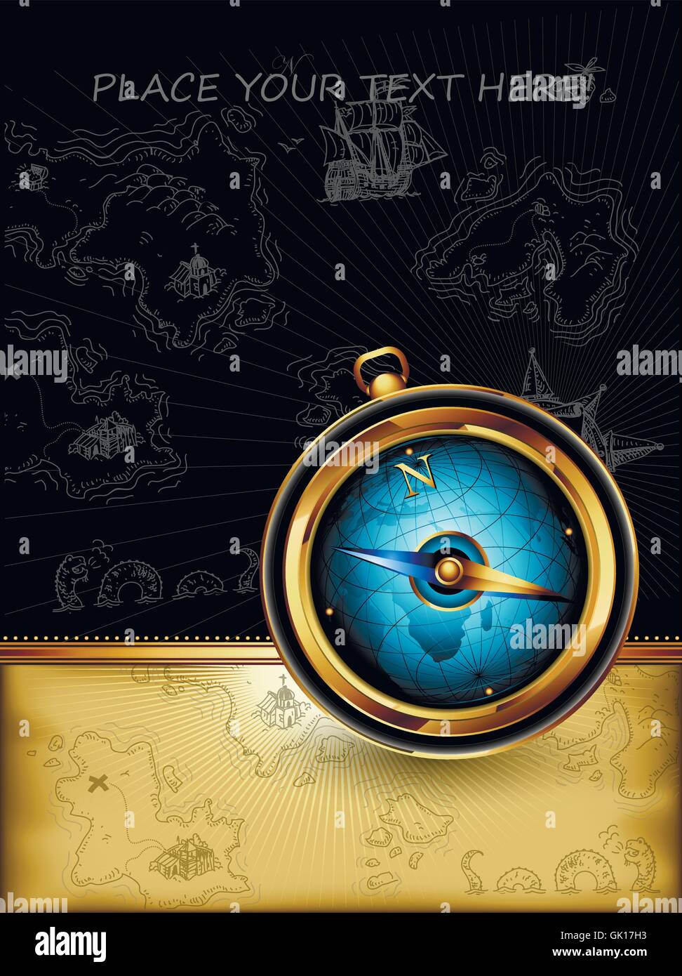 compass with ornate frame Stock Vector Image & Art - Alamy