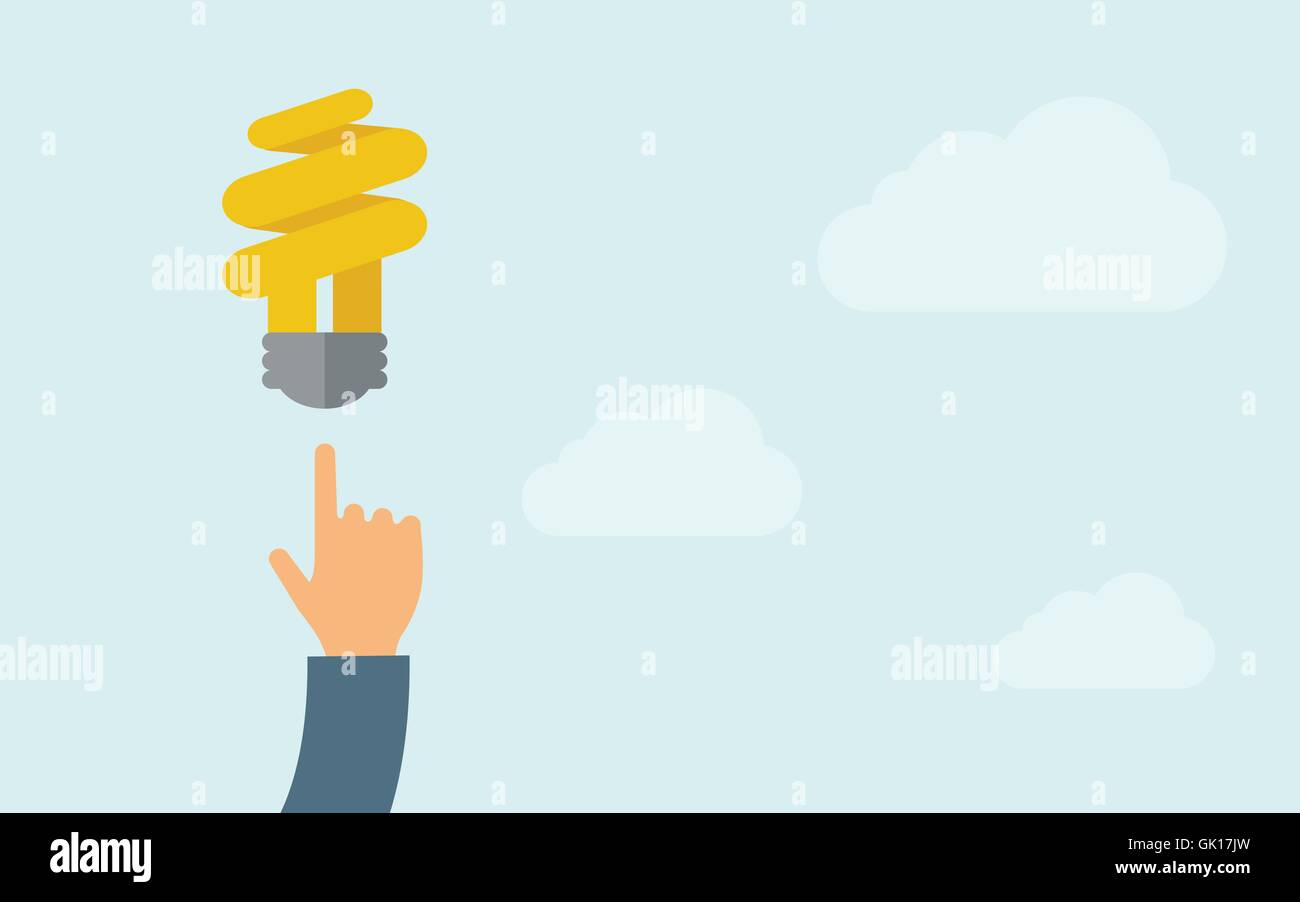 Hand pointing to spiral bulb Stock Vector Image & Art - Alamy