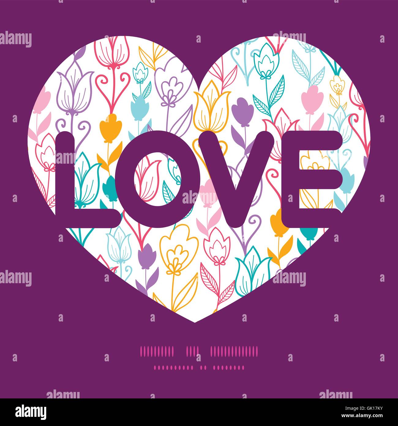Vector colorful tulip flowers love text frame pattern invitation Stock ...