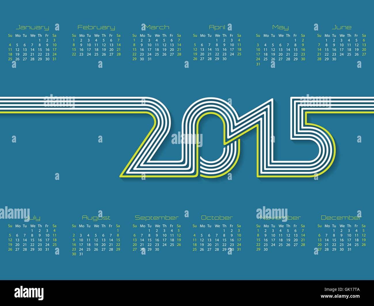 Calendar with striped 2015 text Stock Vector Image & Art - Alamy