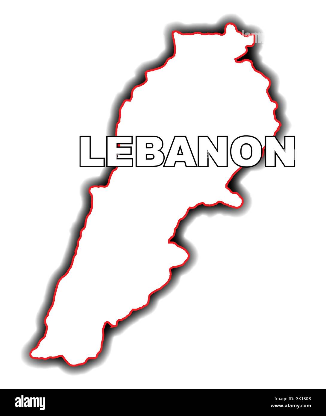 Black And White Map Lebanon