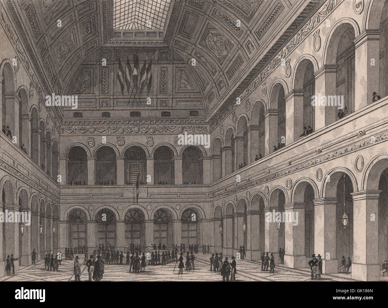 PARIS. Interior of the exchange. BICKNELL, antique print 1845 Stock ...