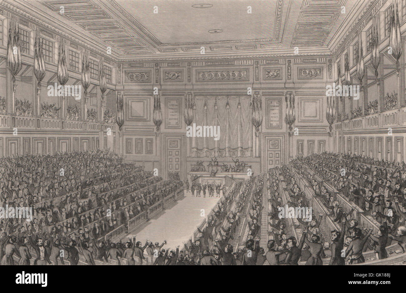 PARIS. The National Assembly. BICKNELL, antique print 1845 Stock Photo ...