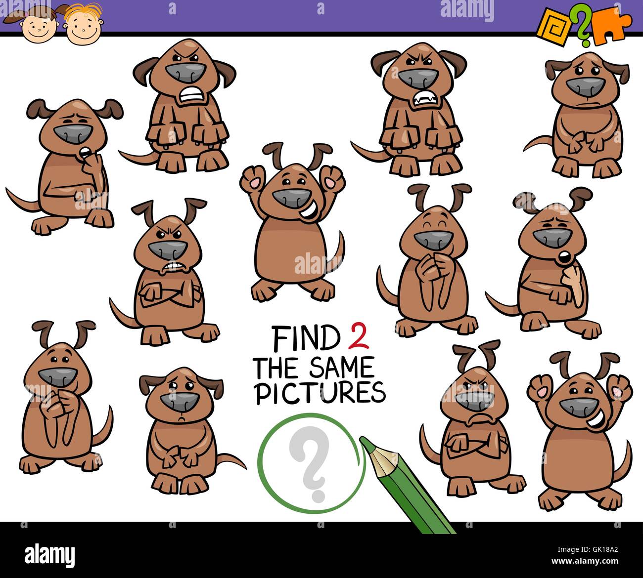 find same picture game cartoon Stock Vector Image & Art - Alamy