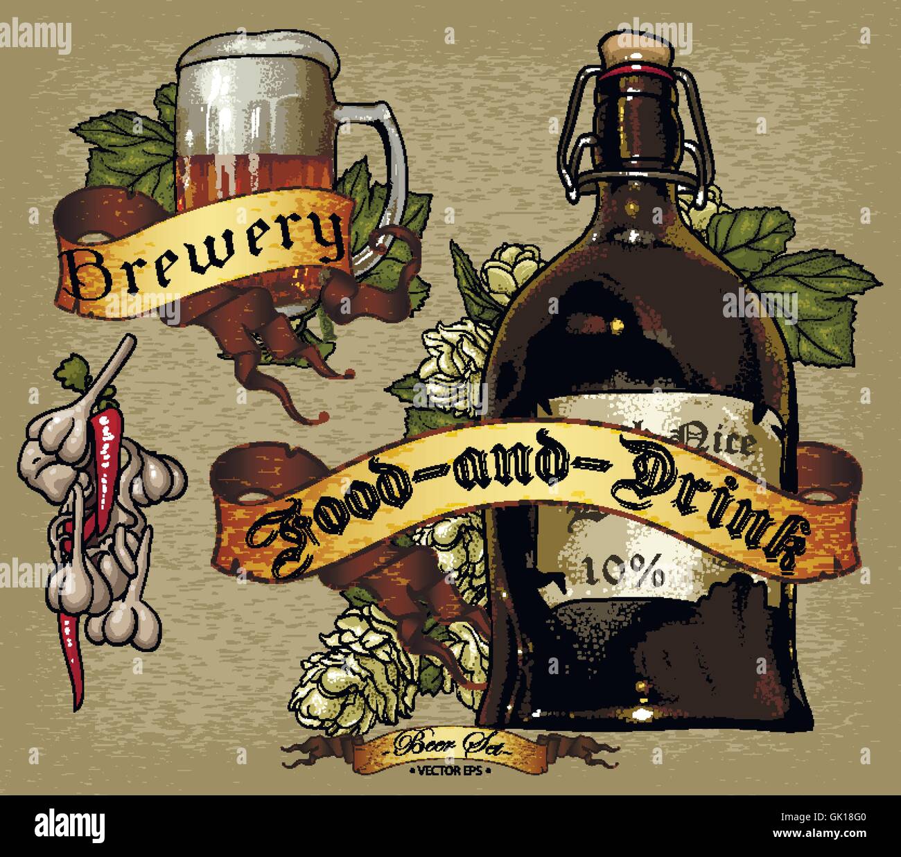 set of beer elements Stock Vector Image & Art - Alamy