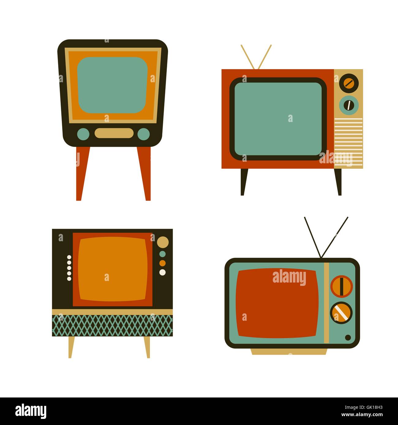 retro tv items set Stock Vector Image & Art - Alamy