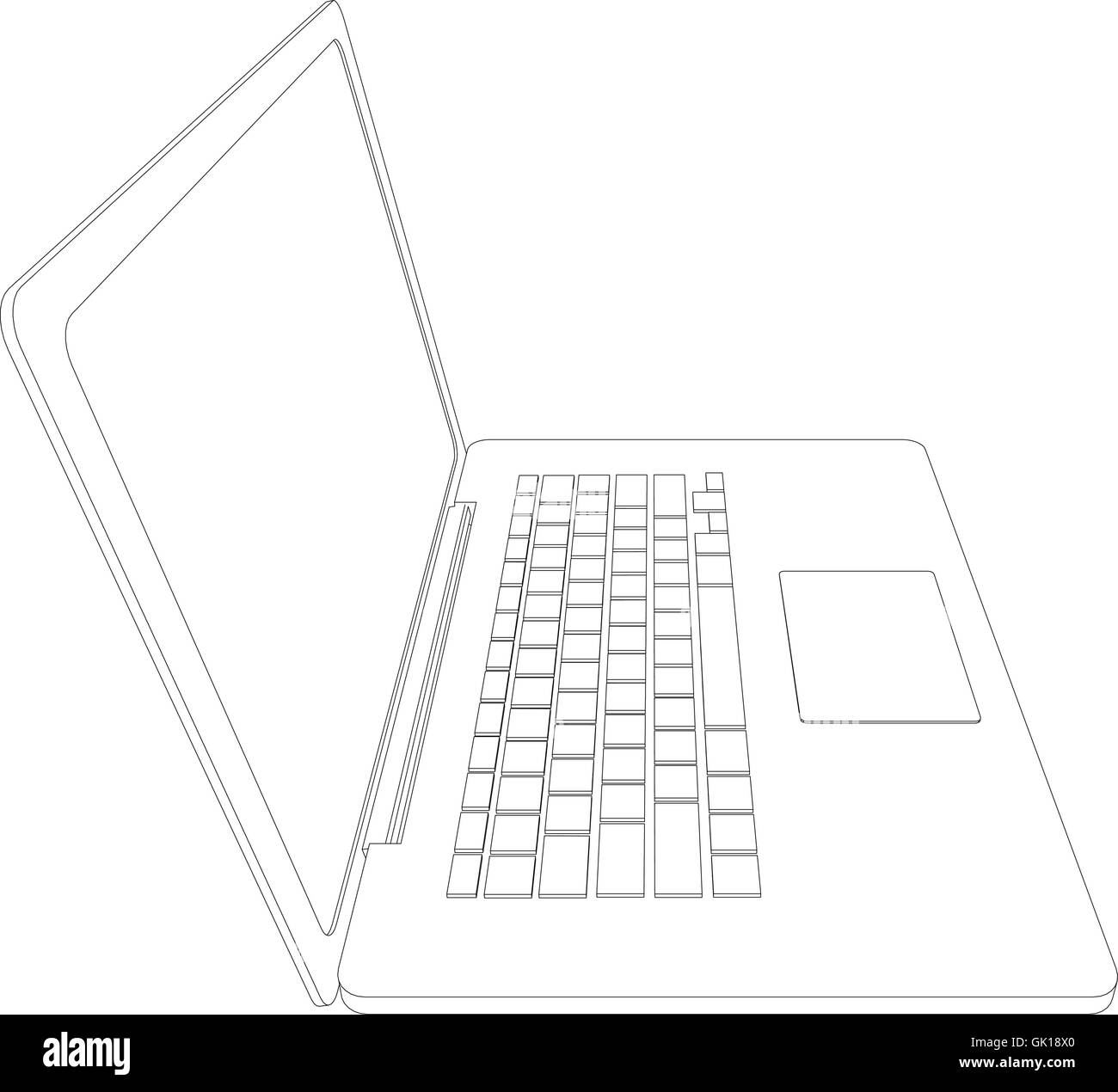Front view illustration open laptop Black and White Stock Photos ...