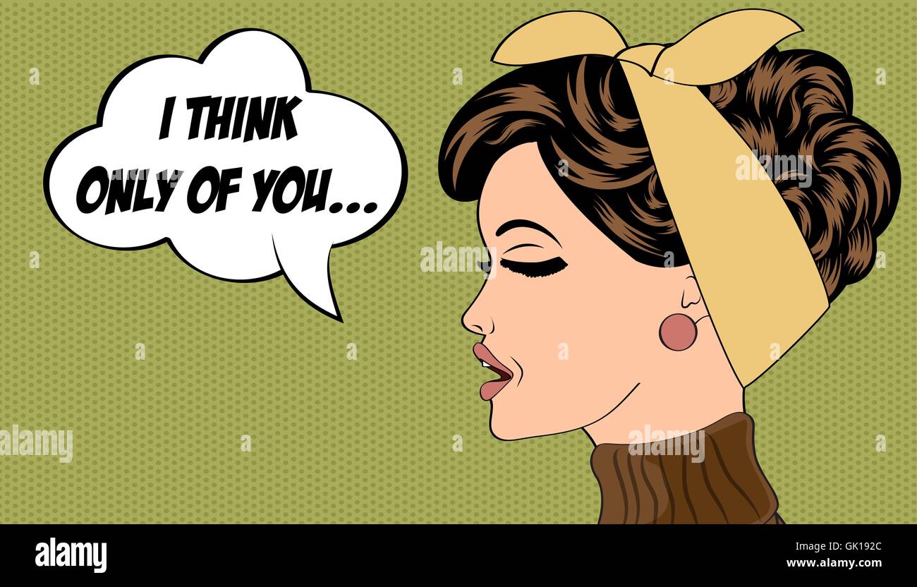 pop art cute retro woman in comics style with message Stock Vector ...