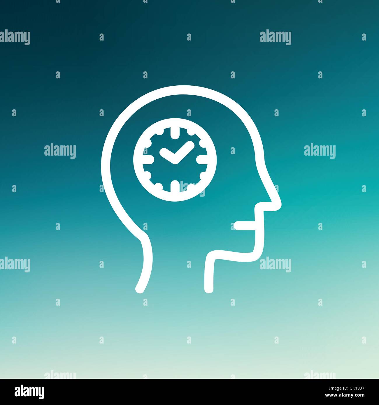 Clocks in head thin line icon Stock Vector Image & Art - Alamy