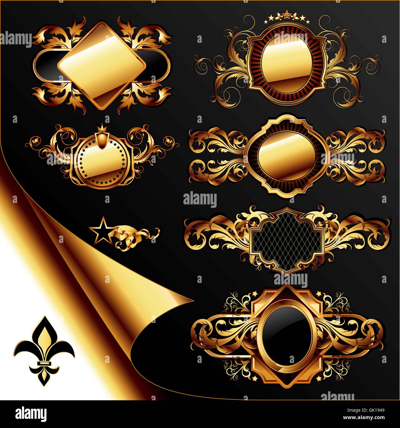 set of ornamental golden labels Stock Vector Image & Art - Alamy