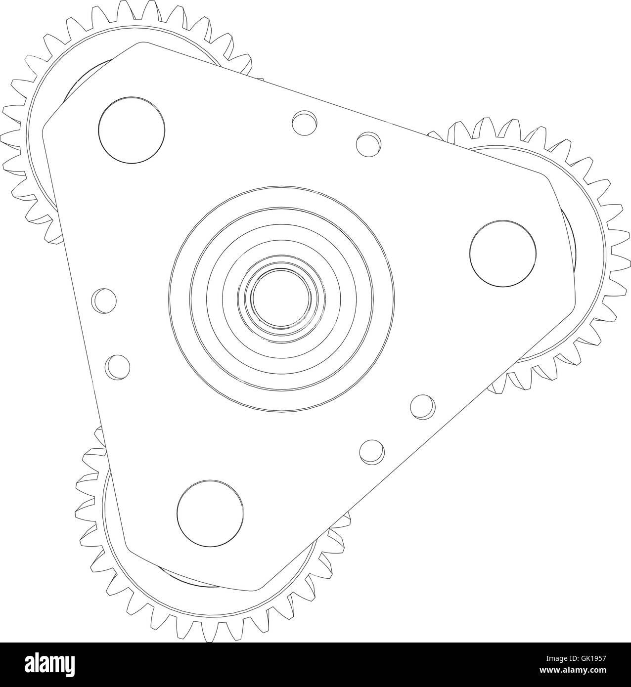 Wire-frame gears. Front view. Vector illustration Stock Vector Image ...
