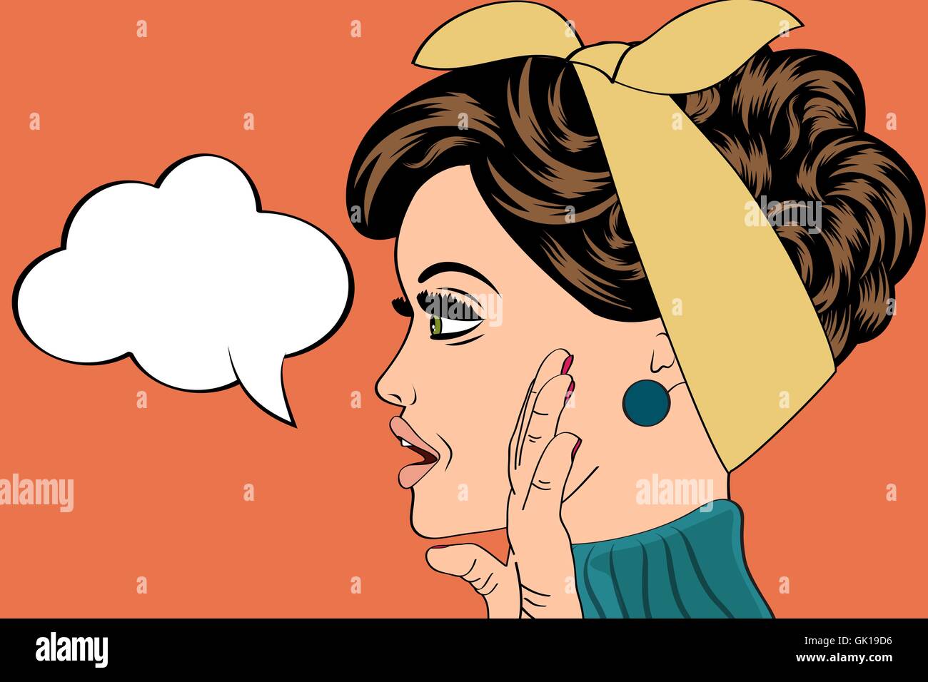 pop art cute retro woman in comics style with message Stock Vector ...