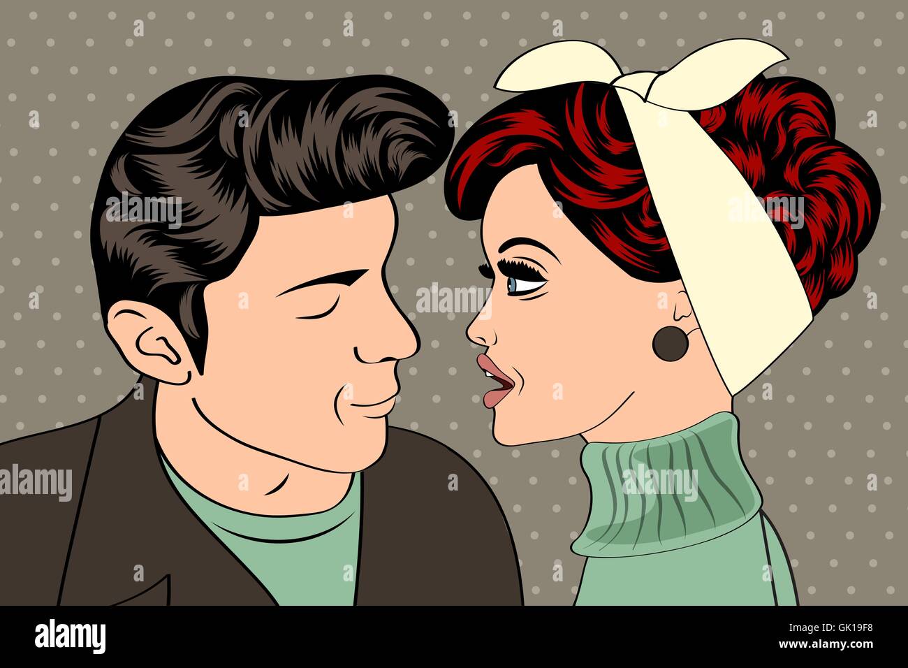 Pop Art Cute Retro Couple In Comics Style Stock Vector Image And Art Alamy