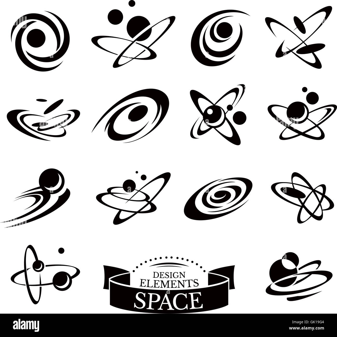 Set of abstract space icons vector illustration Stock Vector Image ...