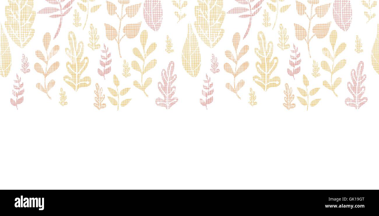 Textile textured fall leaves horizontal seamless pattern background ...