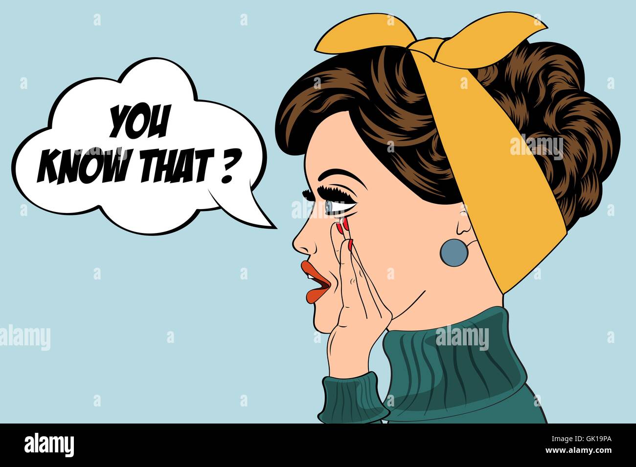 pop art cute retro woman in comics style with message Stock Vector ...