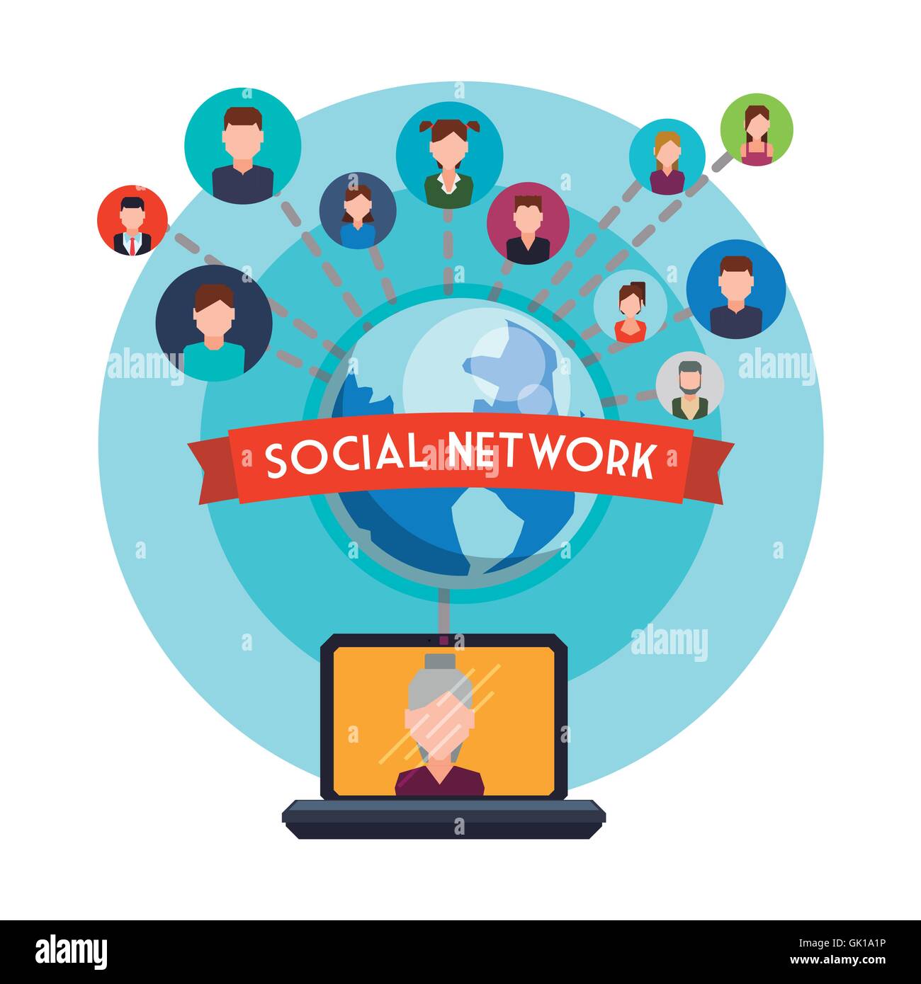 Social network design. Social media icon. Isolated illustration Stock ...