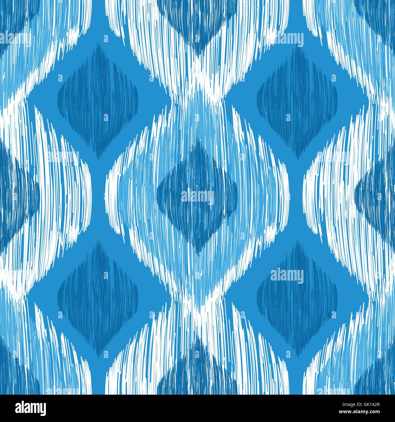 Ikat ethnic seamless pattern in blue and white colors Stock Vector ...