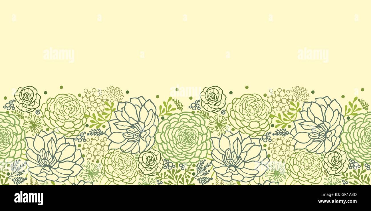 Green succulent plants horizontal seamless pattern border Stock Vector ...