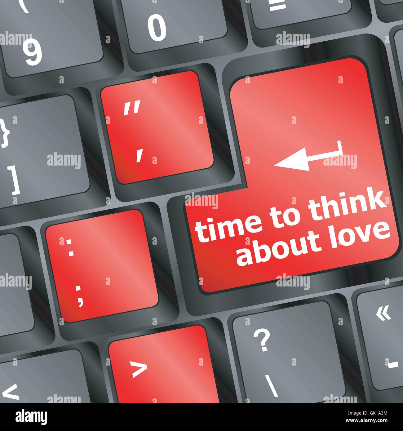 keyboard key with time to think about love text vector Stock Vector ...