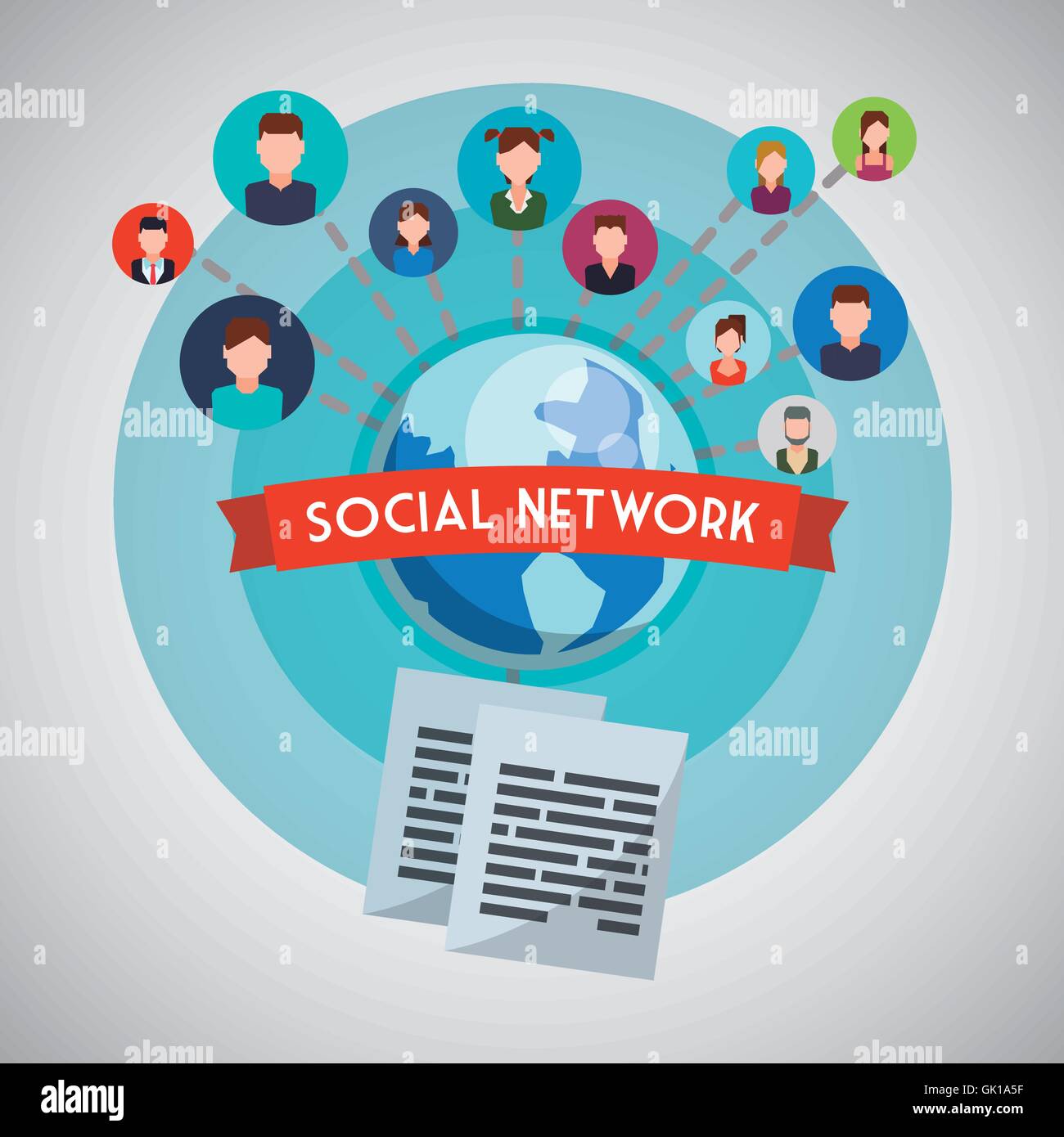 Social network design. Social media icon. Isolated illustration Stock ...