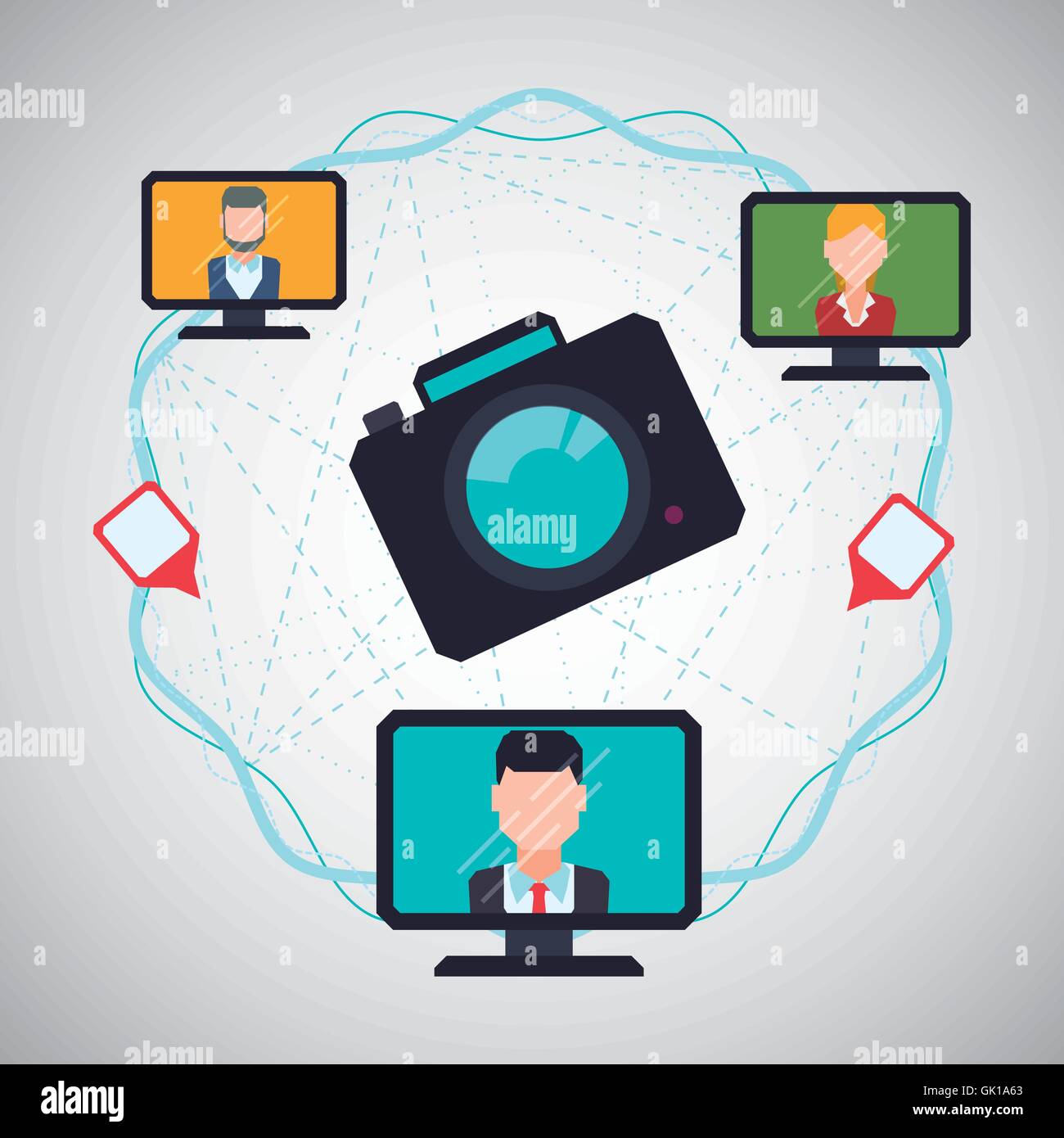 Social network design. Social media icon. Isolated illustration Stock ...