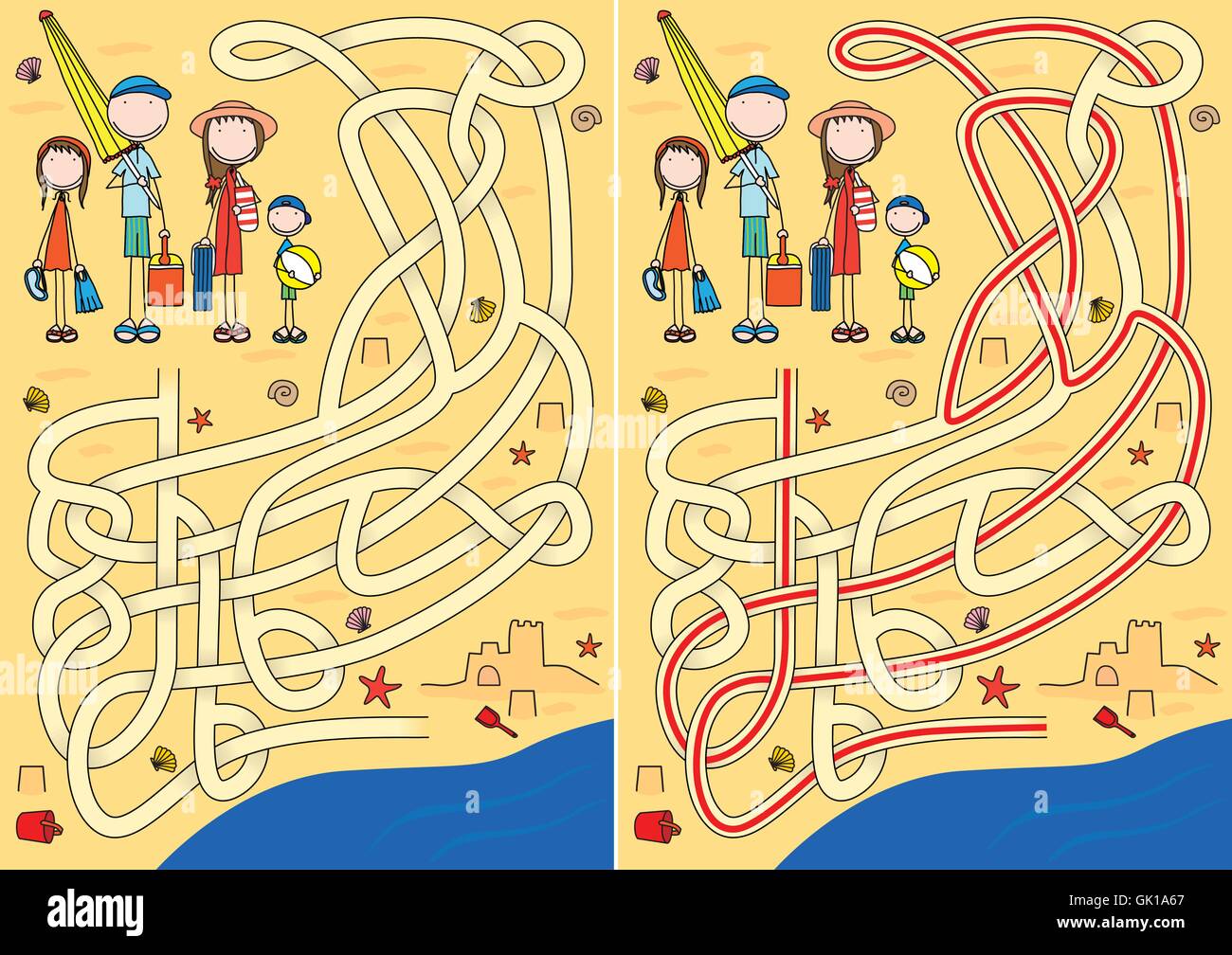 Seaside family Stock Vector Images - Alamy